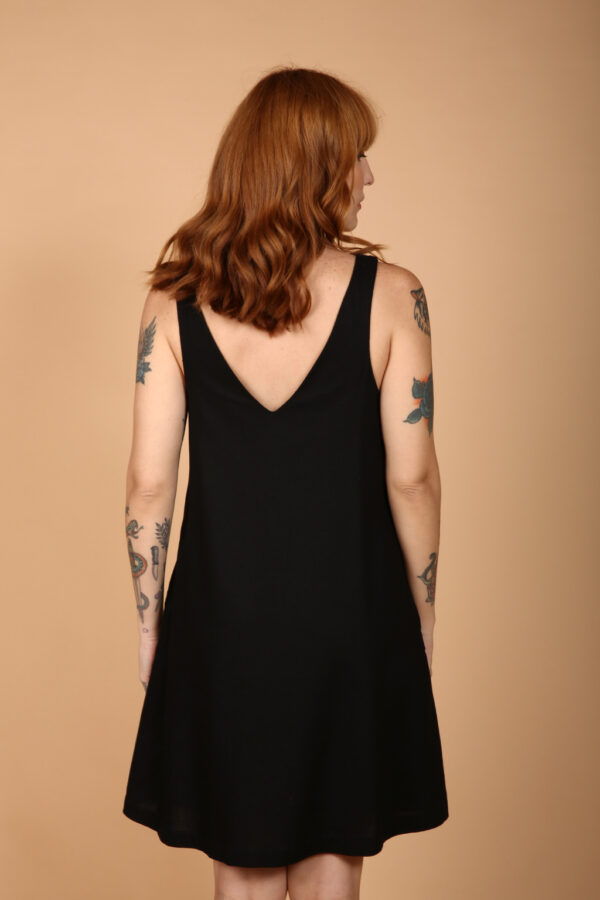 Vestido linho evasê preto - Roupas de linho - AMP Loja Online